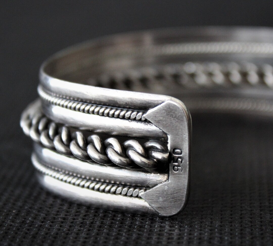NORTH AFRICAN SILVER Bangle With Plaited Rope Design Cuff / - Etsy