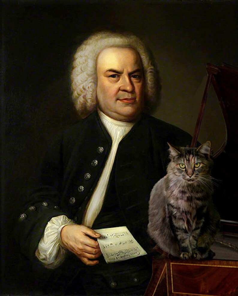 Johann Sebastian Bach and Frederich the Cat Print - Etsy