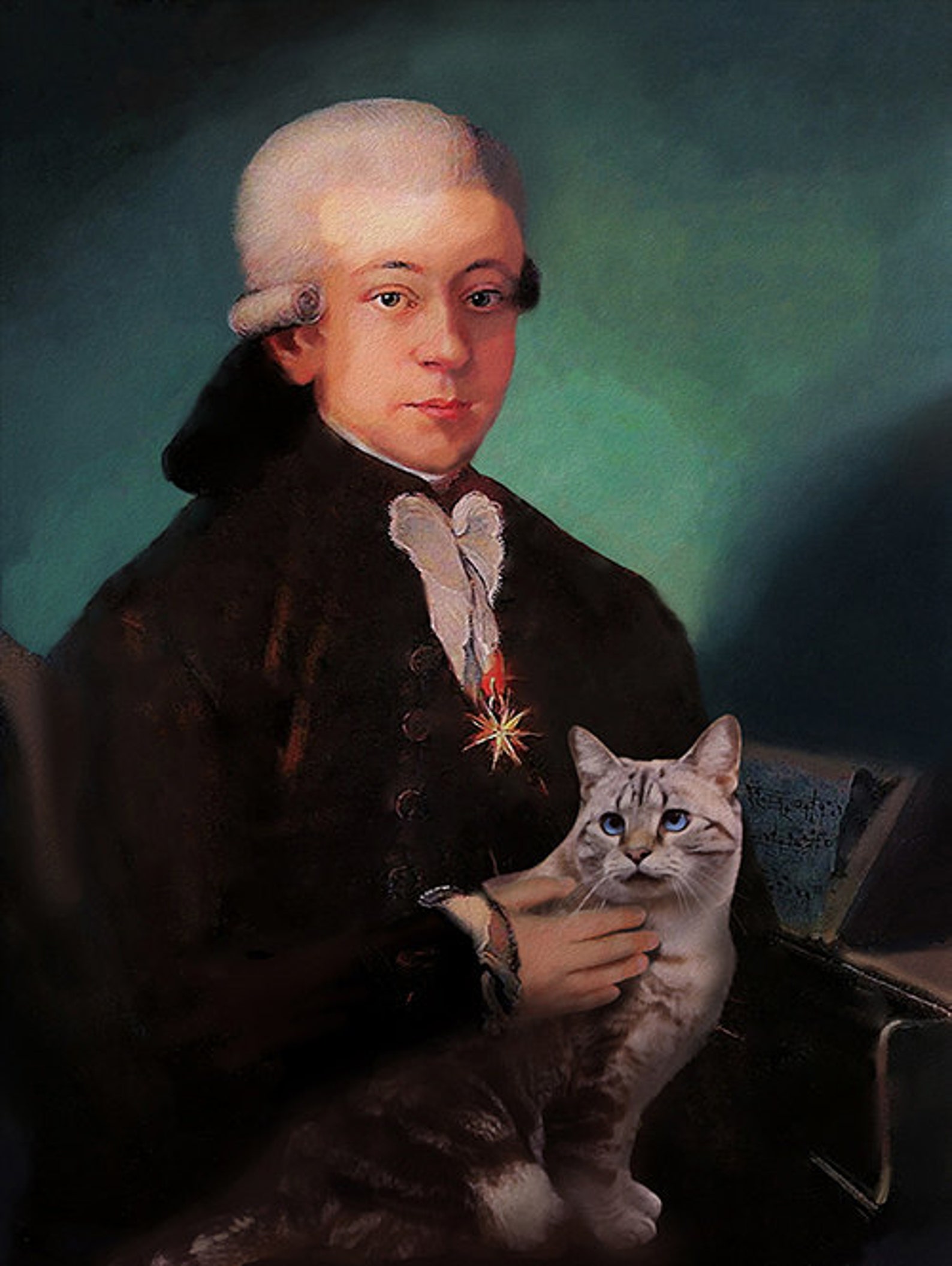 Wolfgang Amadeus Mozart and Gustave, the Cat - Etsy