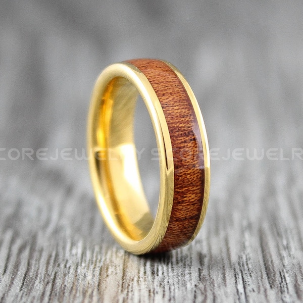 Wood Ring Rose Gold Inlay - Etsy
