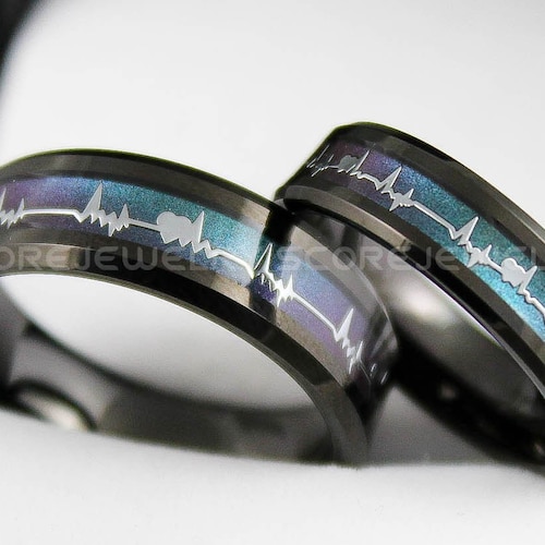 Heartbeat Ring Heart Beat Ring ECG Ring 2 Piece Couple Set - Etsy