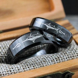 Marlin Rings, Marlin Fishing Rings, Fishing Rings, 3 Piece Couple Set ...