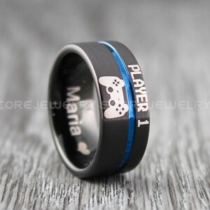 Gamer Ring Controller Ring 10mm Black Tungsten Band With - Etsy