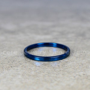 Blue Tungsten Ring, Blue Wedding Band, 2mm Blue Tungsten Band With Flat ...
