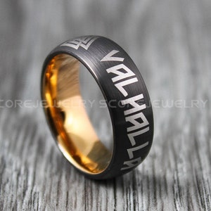 Til Valhalla Ring, Til Valhalla Jewelry, Viking Ring, Black Tungsten ...