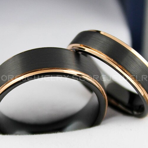 Black Wedding Ring Black Wedding Bands 2 Piece Couple Set - Etsy