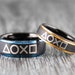 Gamer Rings, Gamer Jewelry, 2 Piece Couple Set Blue Tungsten Bands With ...