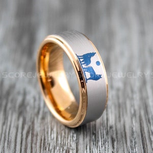 Howling Wolves Ring, Wolf Ring, Wolves Ring, Wolf Howl Ring, 14K Rose Gold Tungsten Ring, Wolf ...