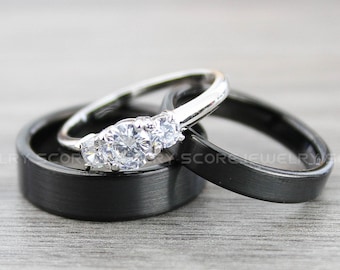 3 Piece Wedding Ring - Etsy