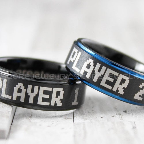 Gamer Rings Player 1 Player 2 Rings 2 Piece Couple Set Black | Etsy