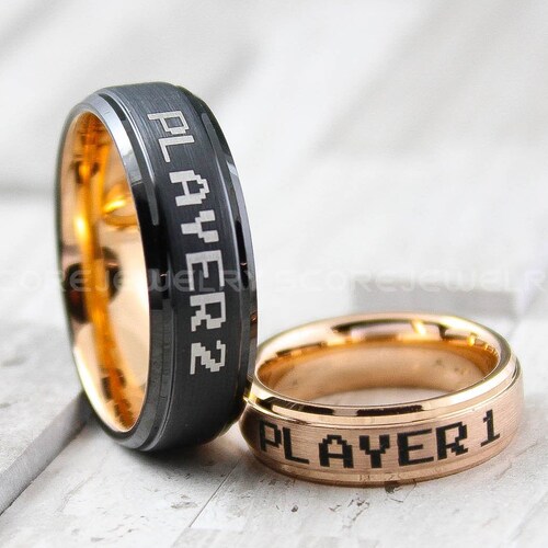 Gamer Rings Player 1 Player 2 Rings 2 Piece Couple Set Blue - Etsy