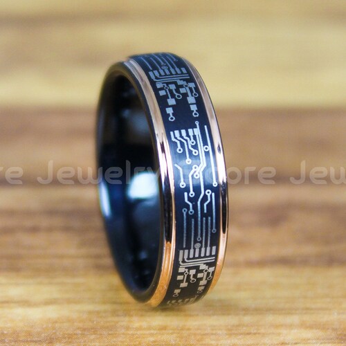 Circuit Board Ring Gamer Ring 6mm Black Tungsten Band With - Etsy Canada