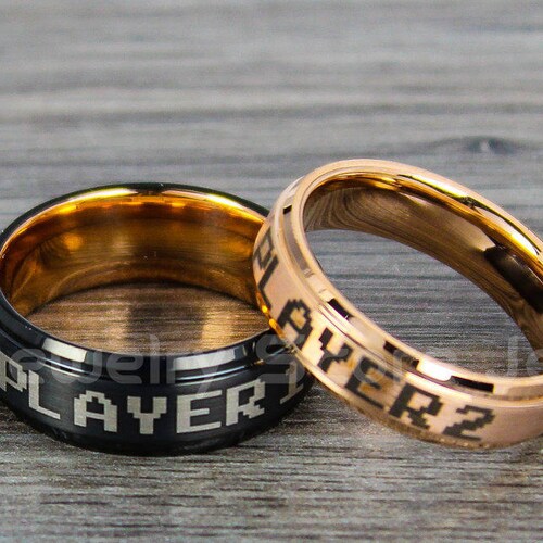 Gamer Rings Player 1 Player 2 Rings 2 Piece Couple Set Blue - Etsy