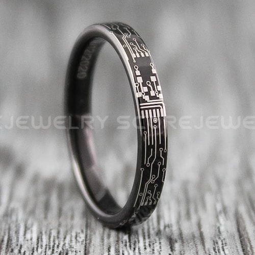 Circuit Board Wedding Band Computer Science Engagement Ring - Etsy