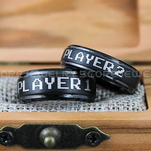Gamer Rings, Couple Rings, Couple Wedding Rings, Player 1 Player 2 ...