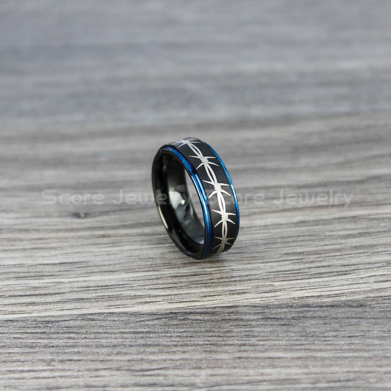 Barbed Wire Ring Barbed Wire Wedding Ring 8mm Black Tungsten - Etsy