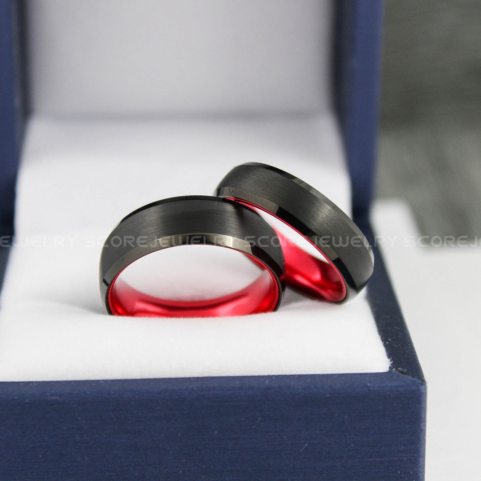 Black Wedding Rings Black Tungsten Rings 3 Piece Couple Set | Etsy UK