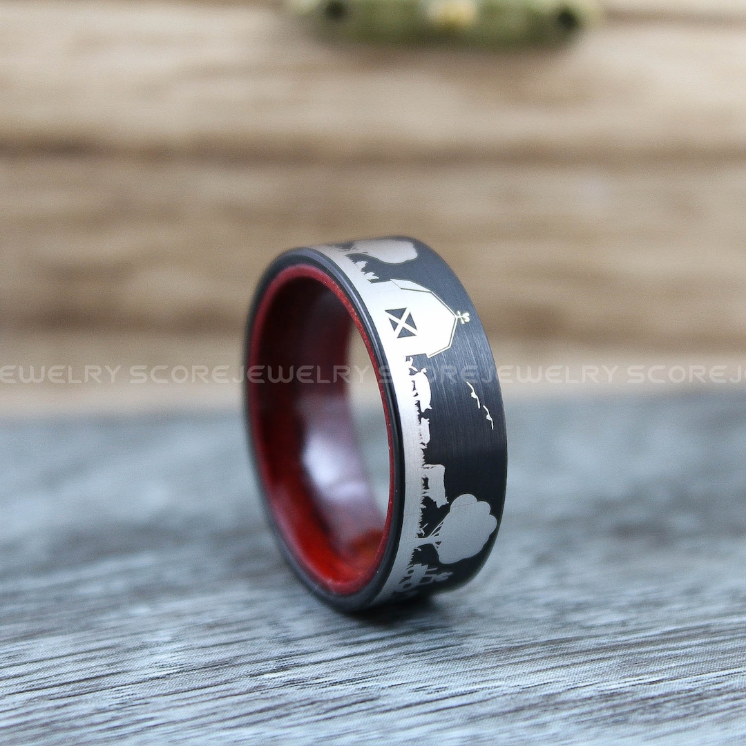 Tractor Ring, Farmer Ring, Rancher Ring 8mm Black Tungsten Band With ...