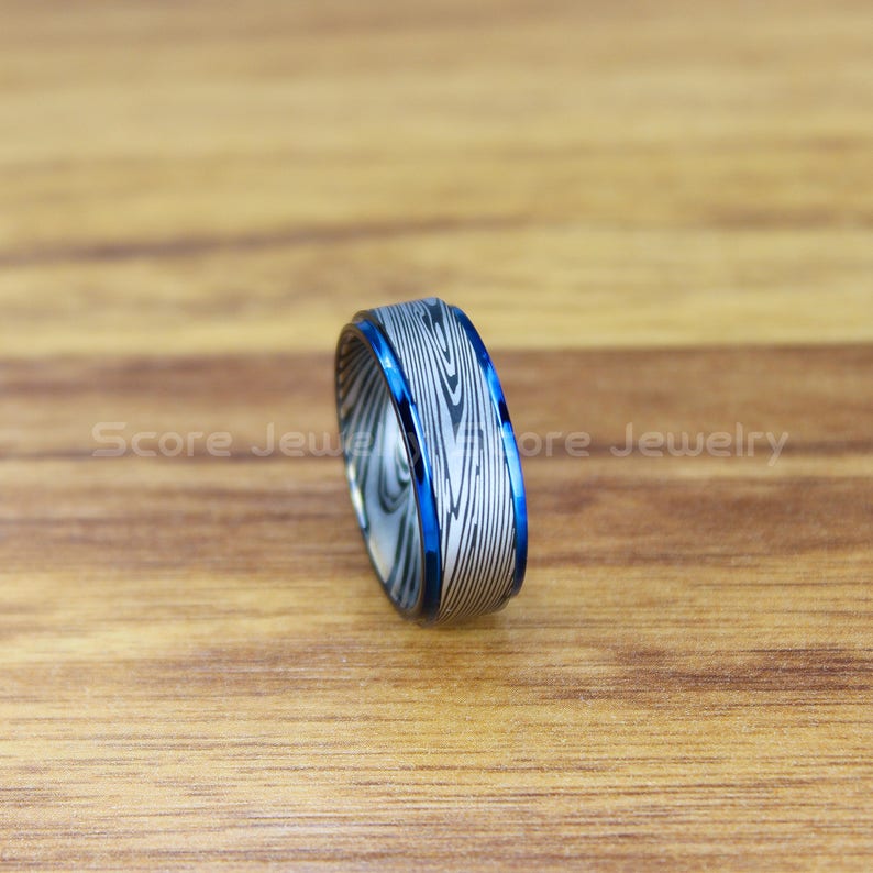 Damascus Steel Tungsten Ring Damascus Steel Wedding Ring - Etsy