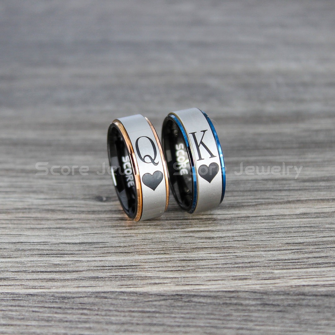 Poker Rings, King and Queen Rings, 2 Piece Couple Set Black Tungsten ...