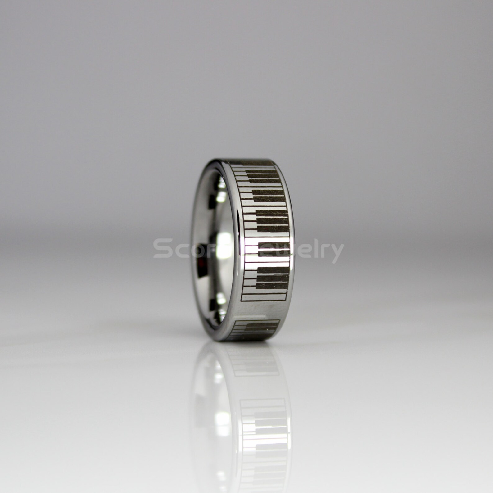 Piano Ring Piano Jewelry Music Ring 8mm Silver Tungsten - Etsy