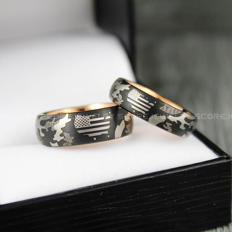 Camo Rings, Camouflage Ring, Army Rings, Military Rings, Black Camo ...