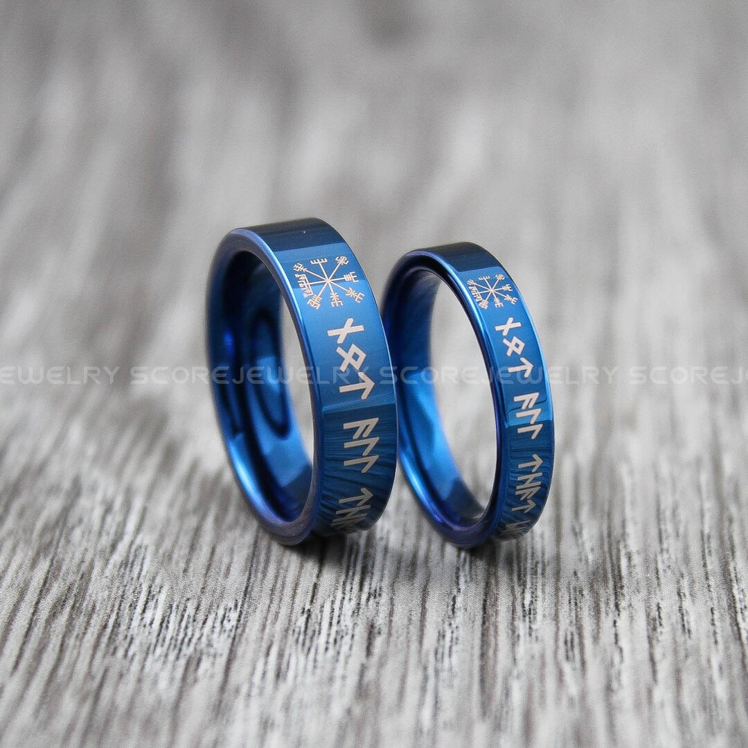 Viking Rings, Nordic Rings, Norsemen Rings, Nordic Runes Rings, 2 Piece ...