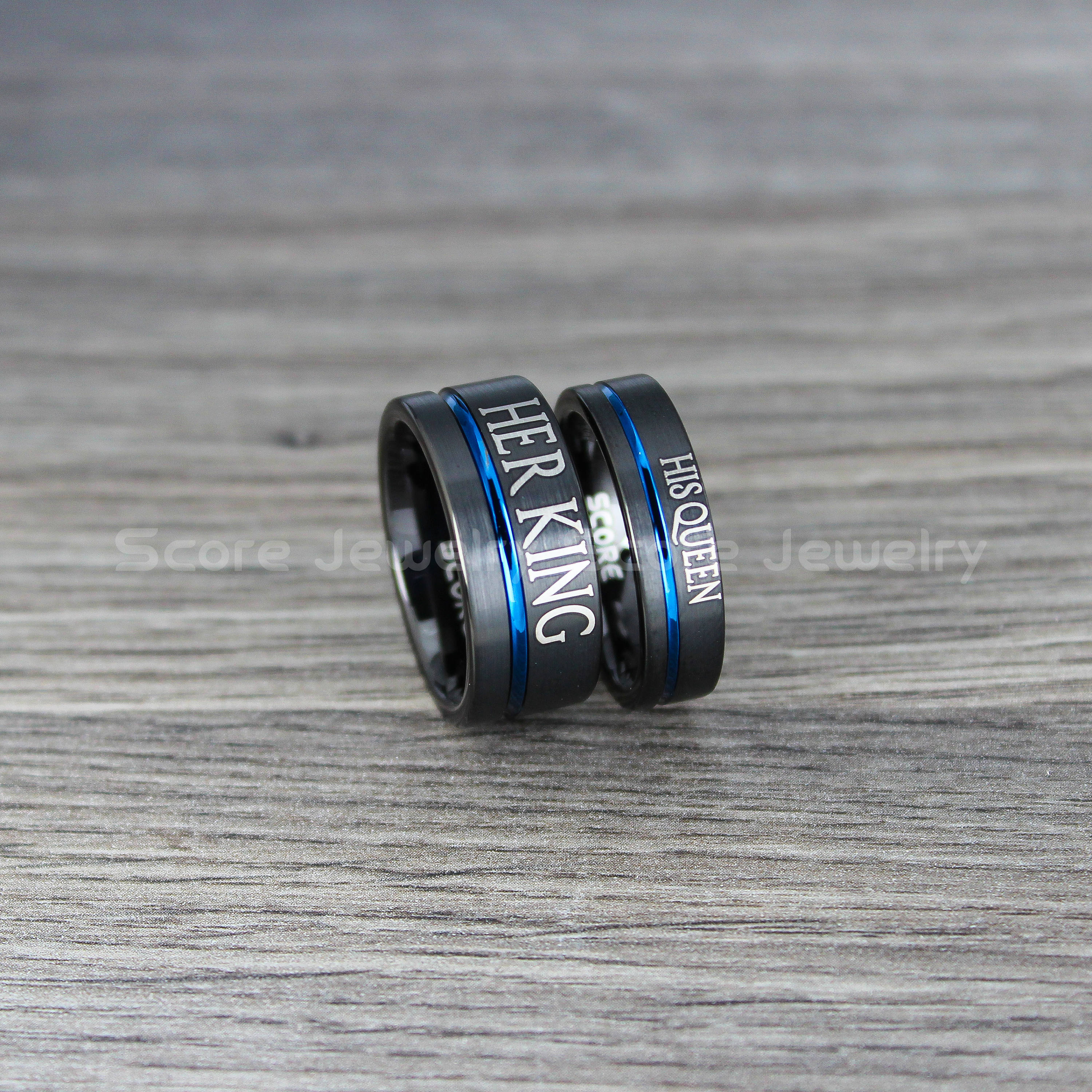King and Queen Rings 2 Piece Couple Set 10mm &6mm Black - Etsy