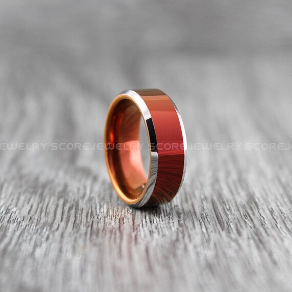 Red Wedding Ring Red Wedding Band 8mm Deep Velvet Red - Etsy
