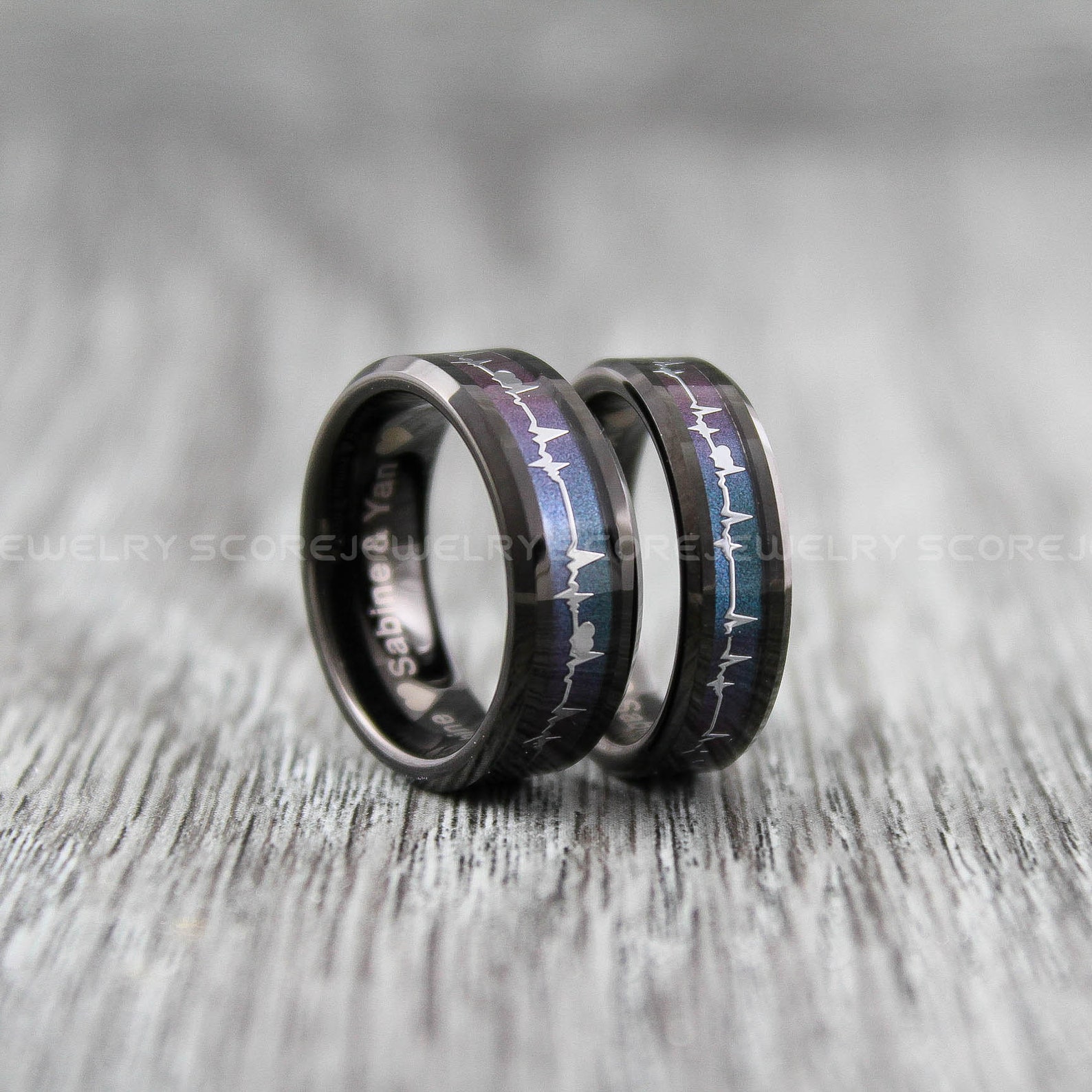 Heartbeat Ring Heart Beat Ring ECG Ring 8mm Black Tungsten | Etsy