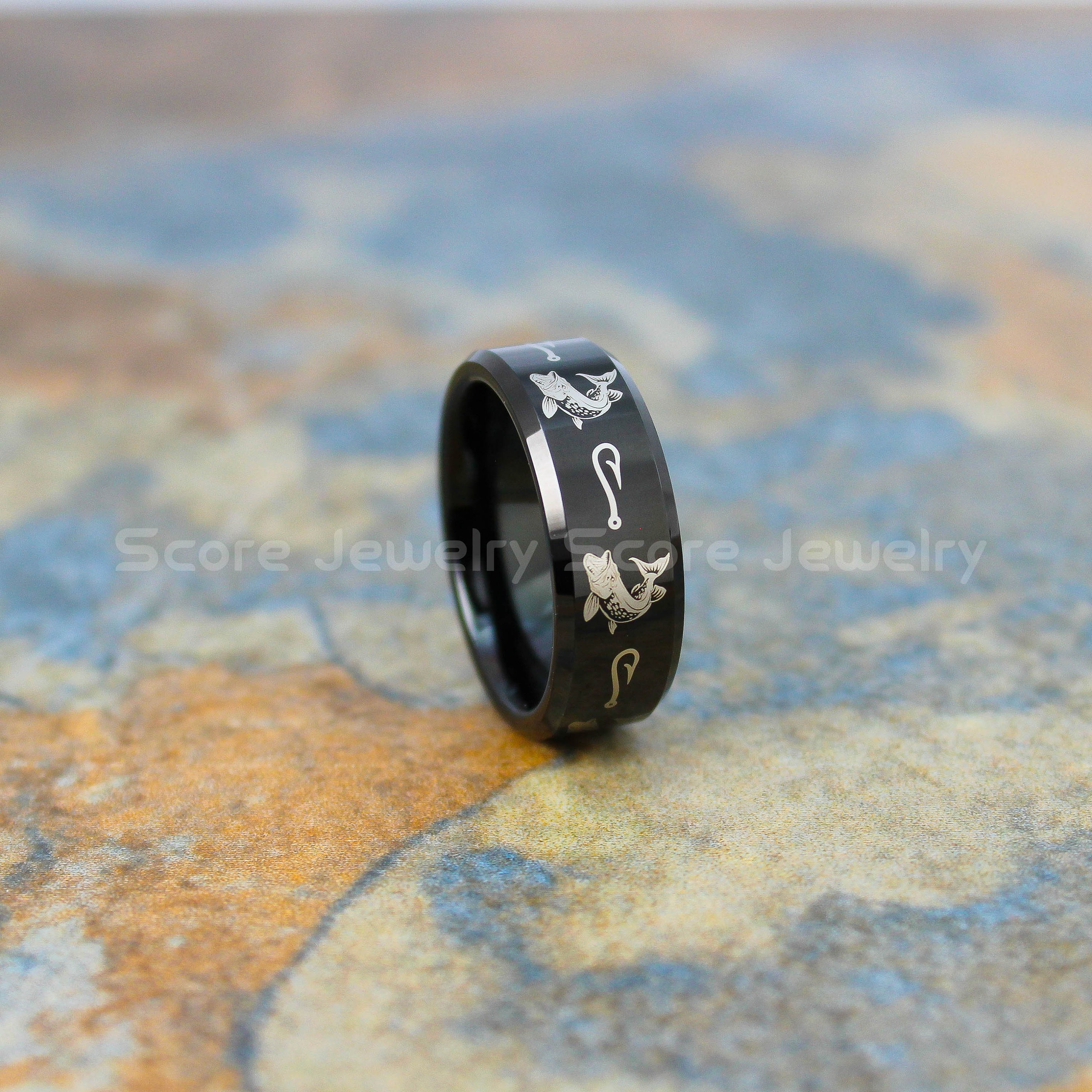 Pike Ring Fishing Ring Fishing Wedding Ring 8mm Black | Etsy