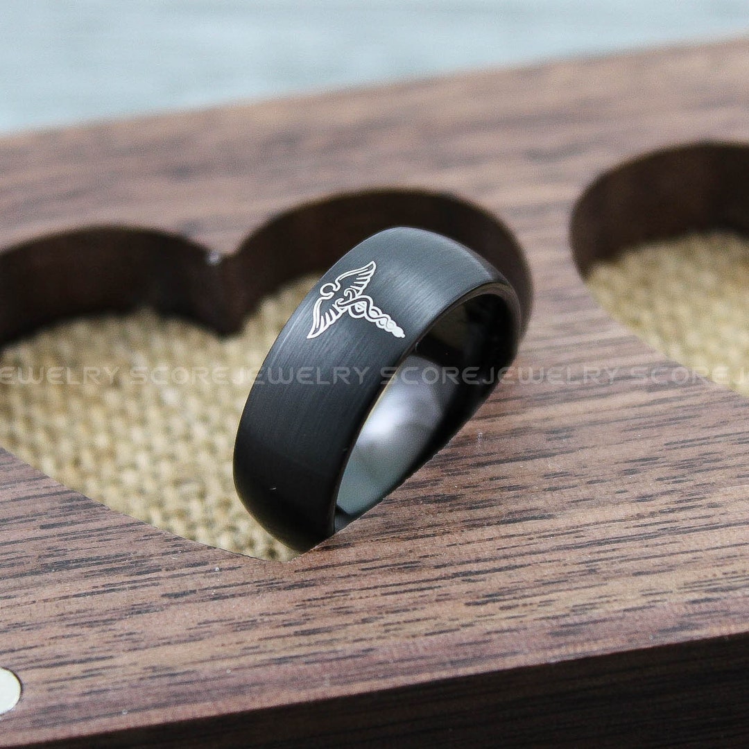 Caduceus Ring, Caduceus Jewelry, Medical Ring, Medic Ring, Nurse Jewelry, Nurse Wedding Band ...