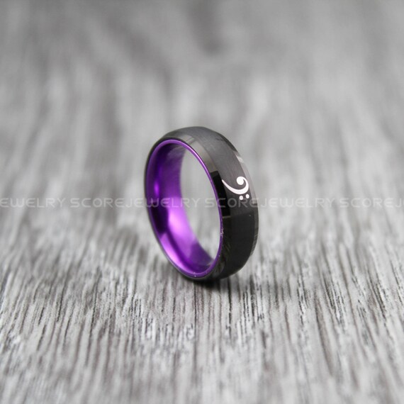 Music Ring Music Sheet Ring Bass Clef Ring 6mm Black - Etsy