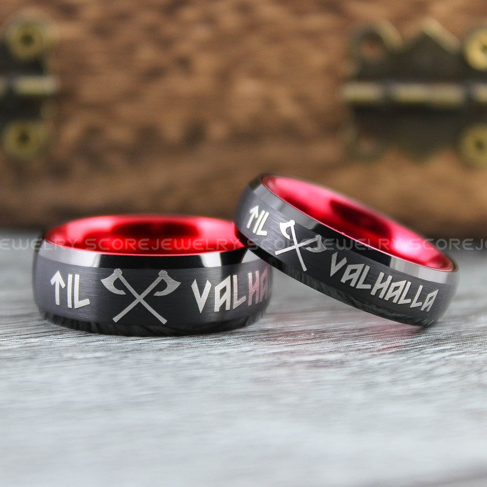 Til Valhalla Rings Viking Rings Runes Rings 3 Piece Couple | Etsy