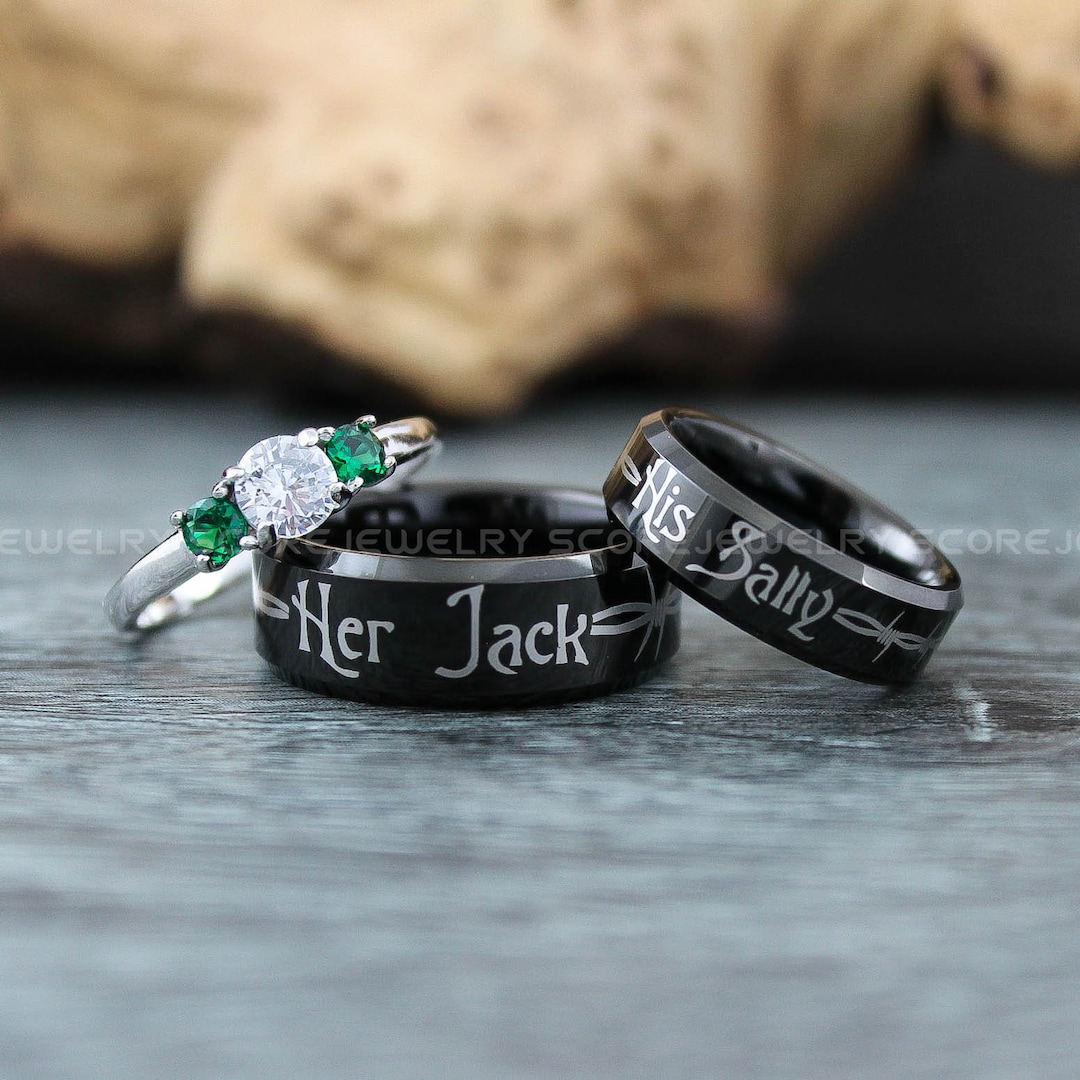 Jack and Sally Rings Couple Rings Couple Jewelry 3 Piece - Etsy