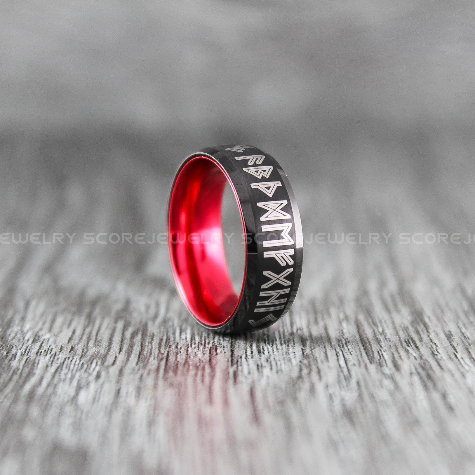 Viking Ring, Nordic Ring, Norsemen Ring, Nordic Runes Ring, 8mm Black ...