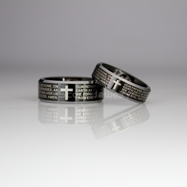 Lord Prayer Rings Christian Rings Religion Rings 2 Piece - Etsy