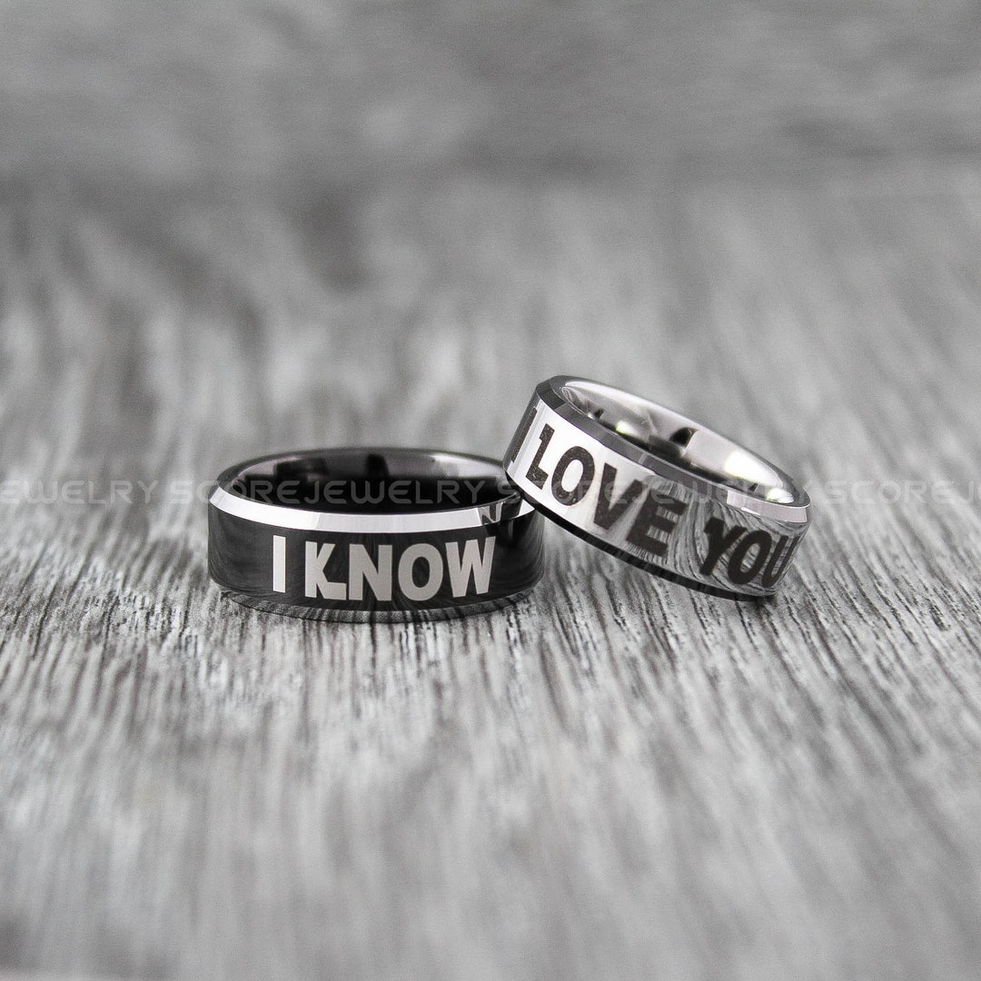 I Love You I Know Rings 2 Piece Couple Set Tungsten Bands - Etsy UK