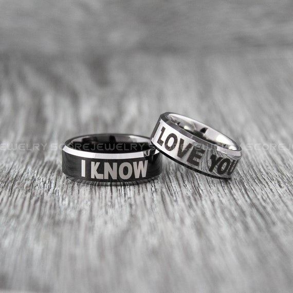 I Love You I Know Rings 2 Piece Couple Set Tungsten Bands - Etsy UK