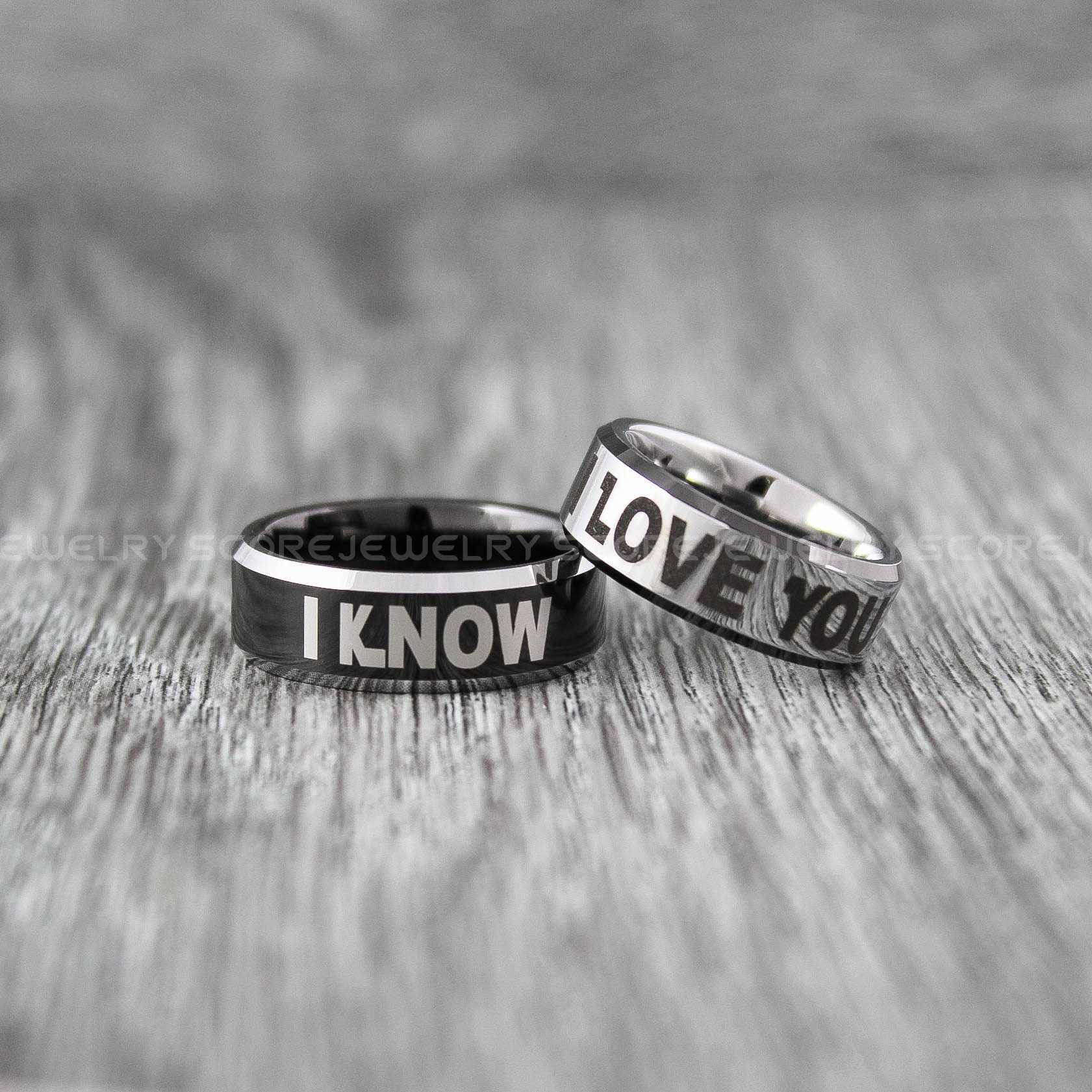 I Love You I Know Rings 2 Piece Couple Set Tungsten Bands | Etsy