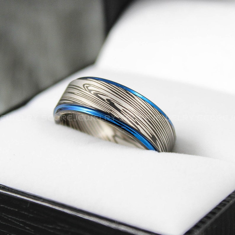 Damascus Steel Tungsten Ring Damascus Steel Wedding Ring - Etsy