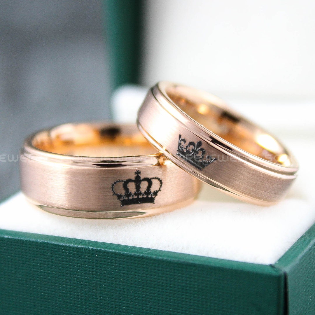 King and Queen Crown Rings, King and Queen Rings, 2 Piece Couple Set ...