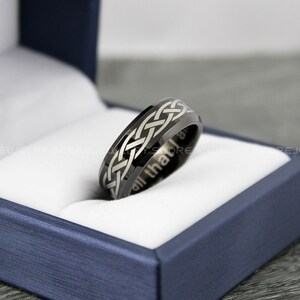 Celtic Knot Rings, Couple Rings Set, 3 Piece Couple Set 8mm & 4mm Black ...