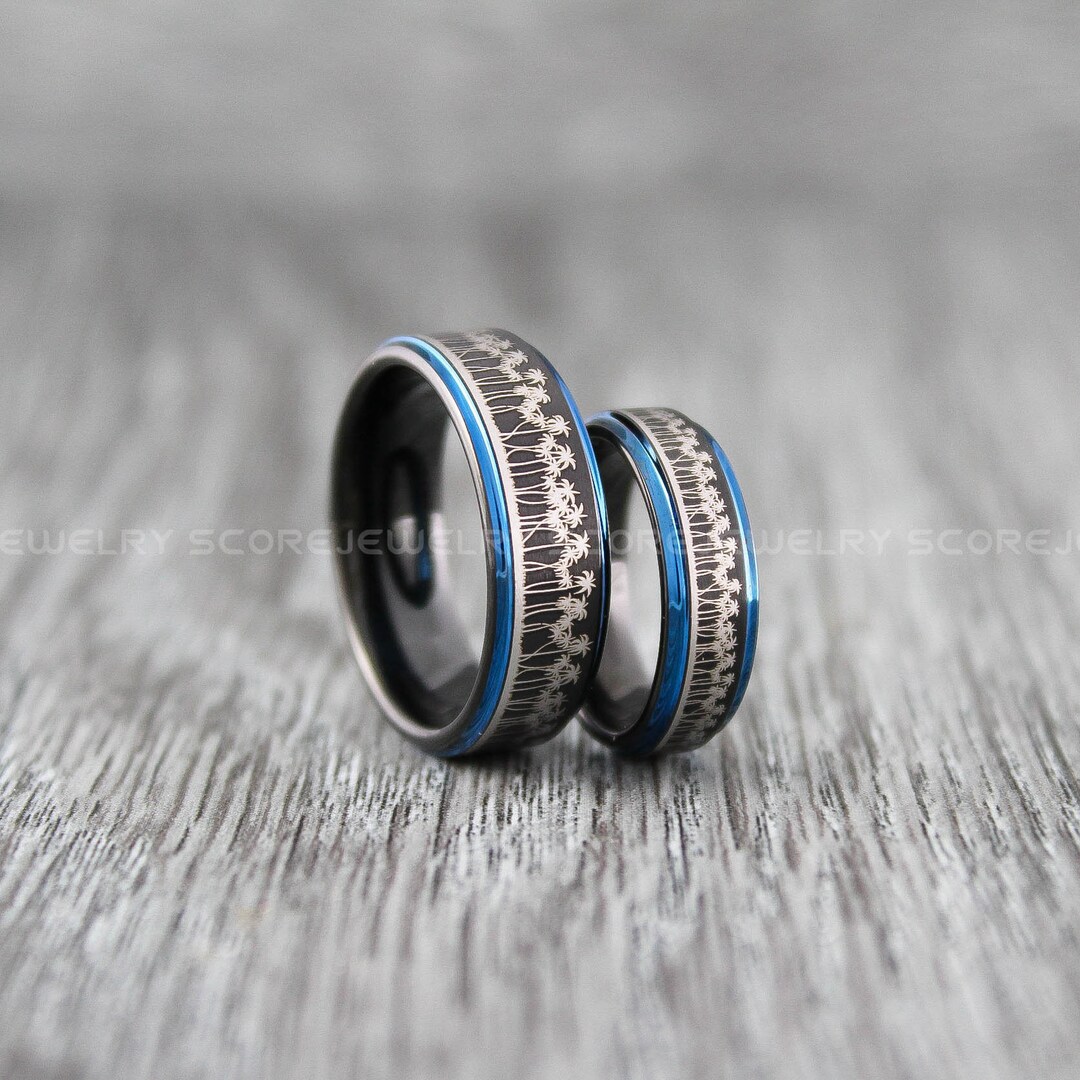 Palm Trees Rings, Beach Rings, Beach Life Jewelry, 2 Piece Couple Set ...