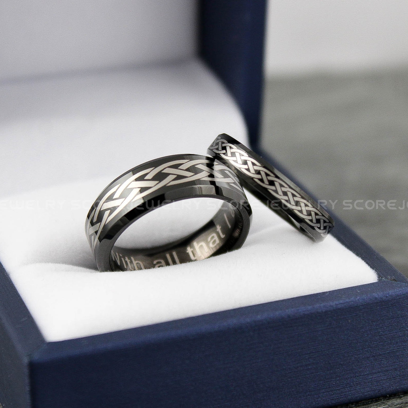 Celtic Knot Rings Couple Rings Set 3 Piece Couple Set 8mm & | Etsy