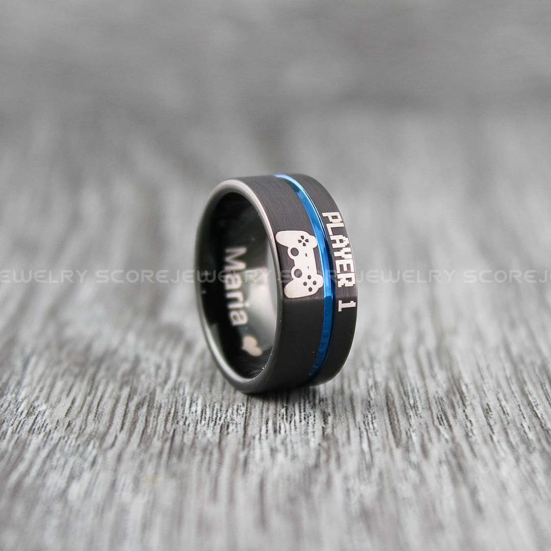 Gamer Ring Controller Ring 10mm Black Tungsten Band With - Etsy