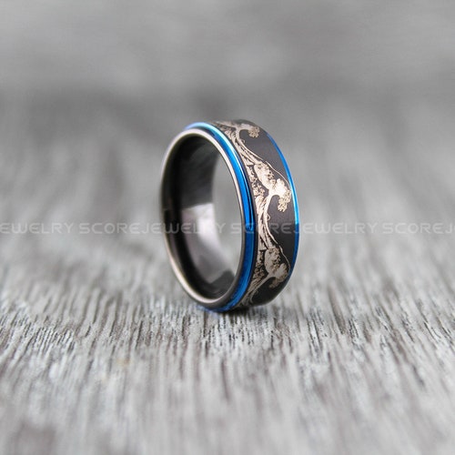 Wave Ring Ocean Wave Ring Beach Jewelry 8mm Black Tungsten - Etsy
