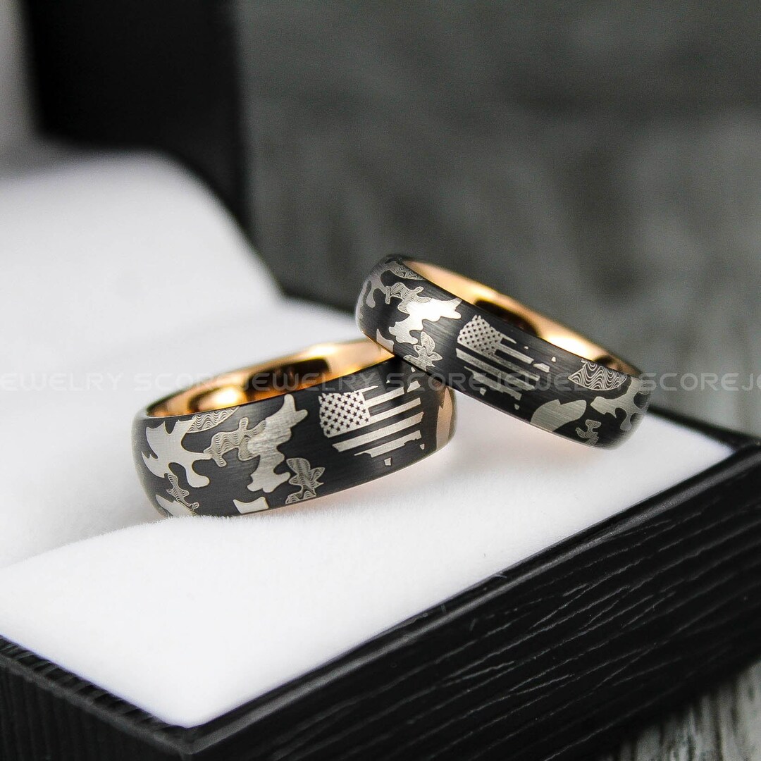 Camo Rings, Camouflage Ring, Army Rings, Military Rings, Black Camo ...