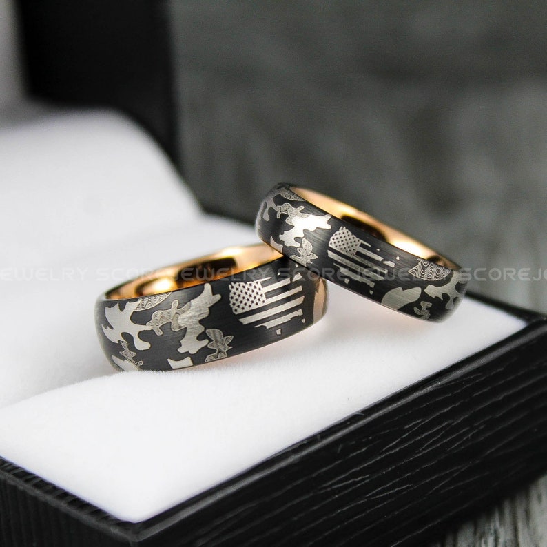 Camo Rings Camouflage Ring Army Rings Military Rings Black - Etsy