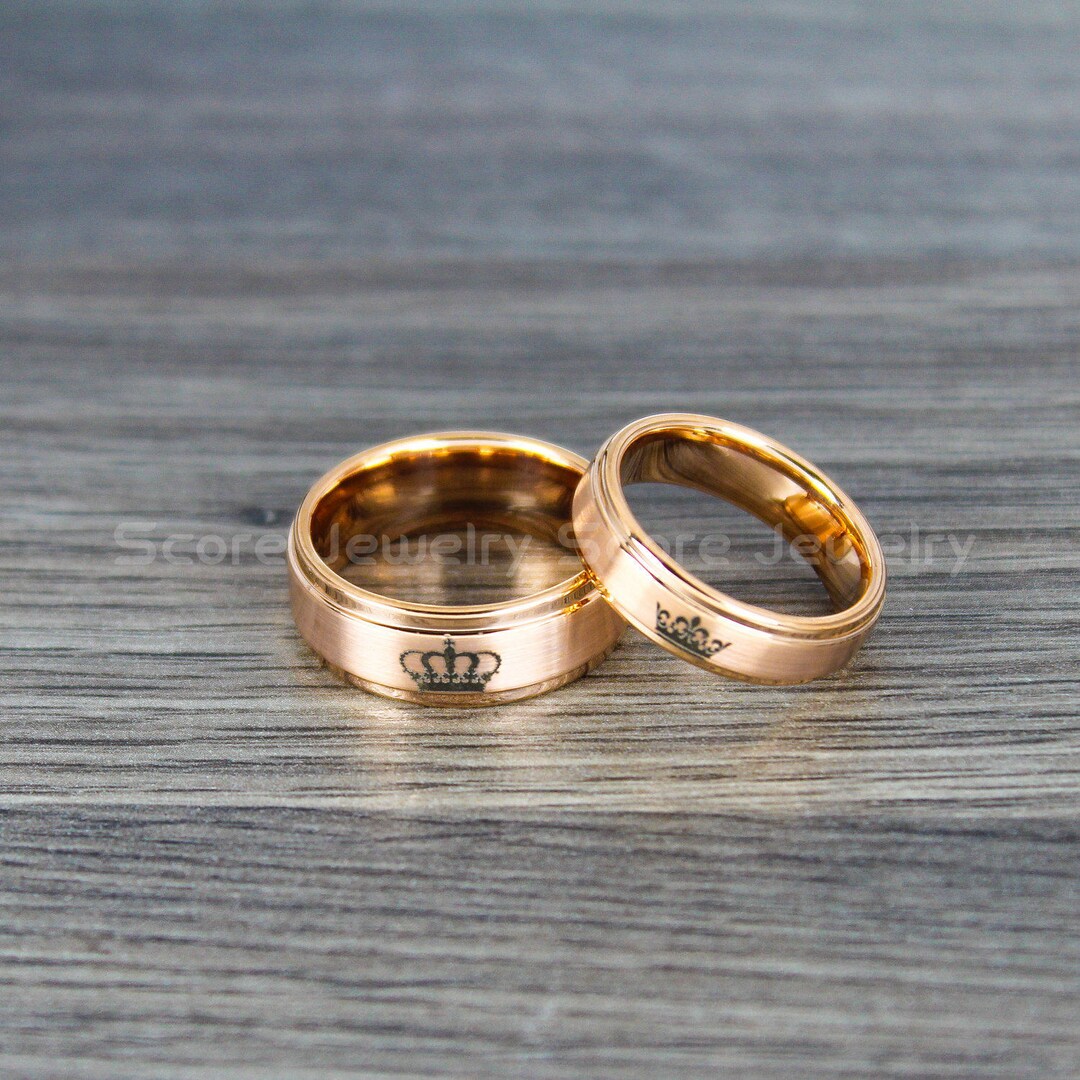 King and Queen Crown Rings, King and Queen Rings, 2 Piece Couple Set ...